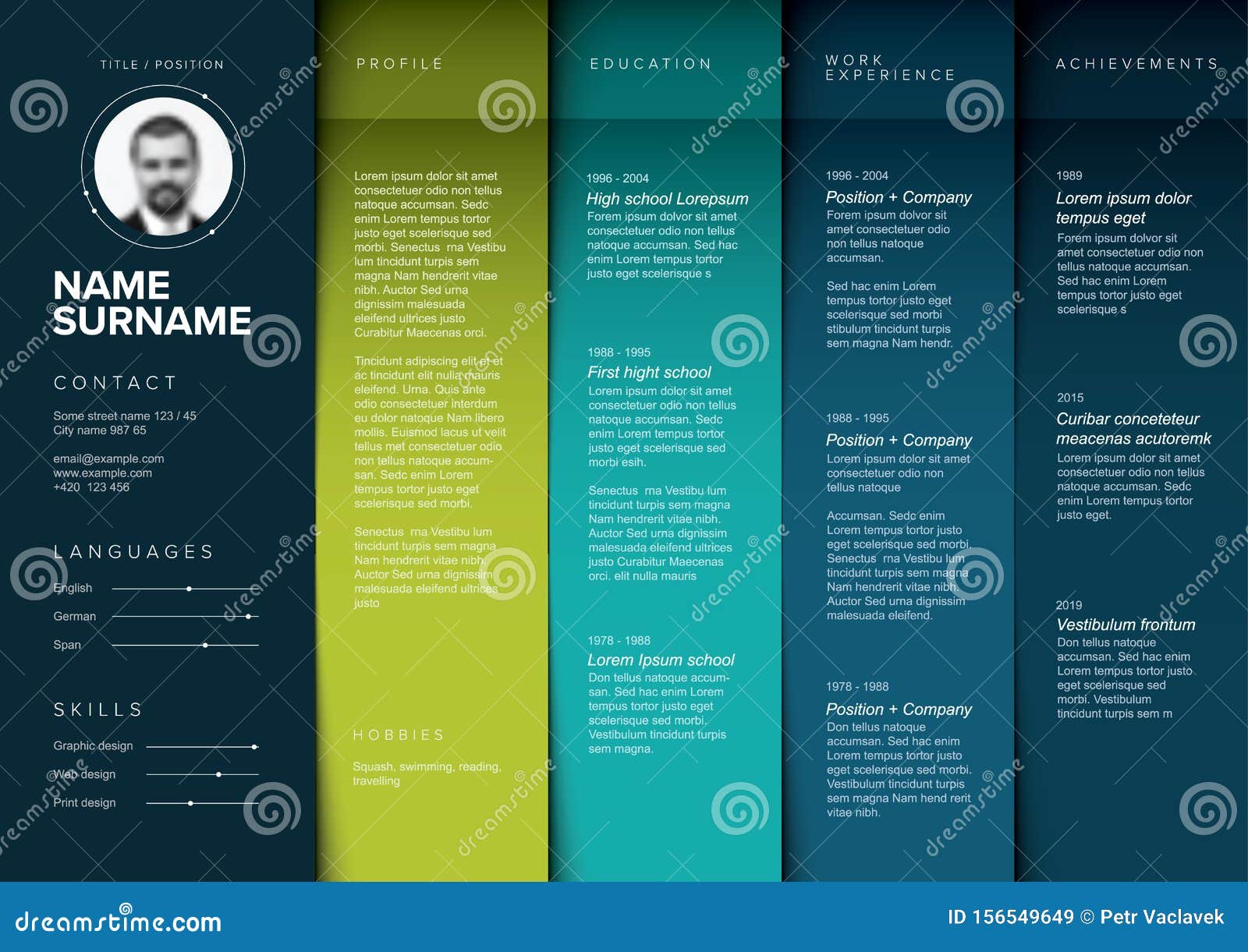 Minimalist Teal Resume Cv Template Stock Vector - Illustration of block ...