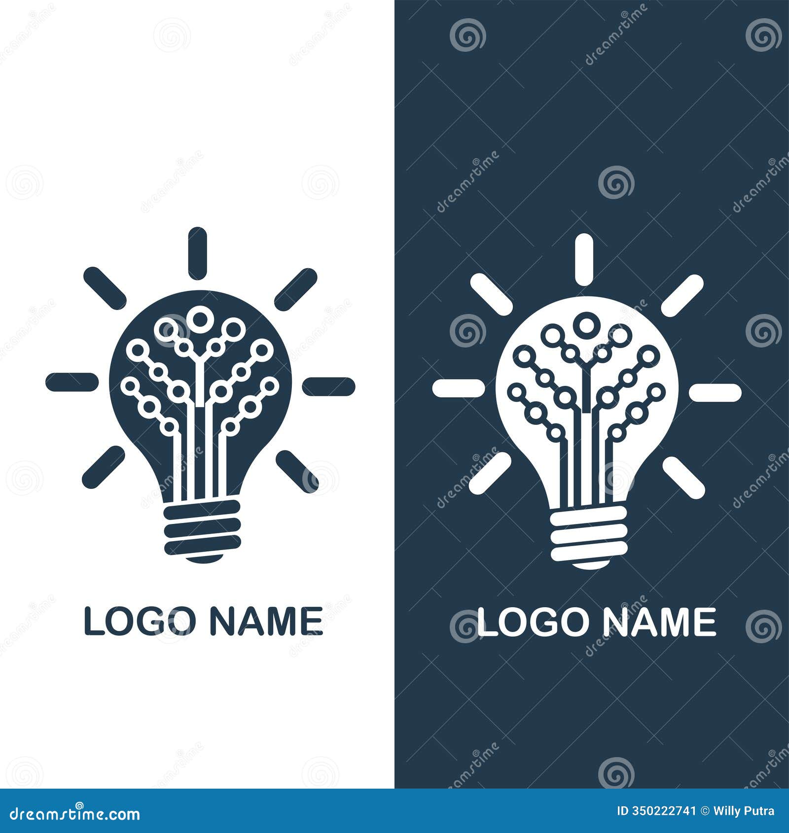 Minimalist Tech-inspired Logo Featuring a Light Bulb with ...