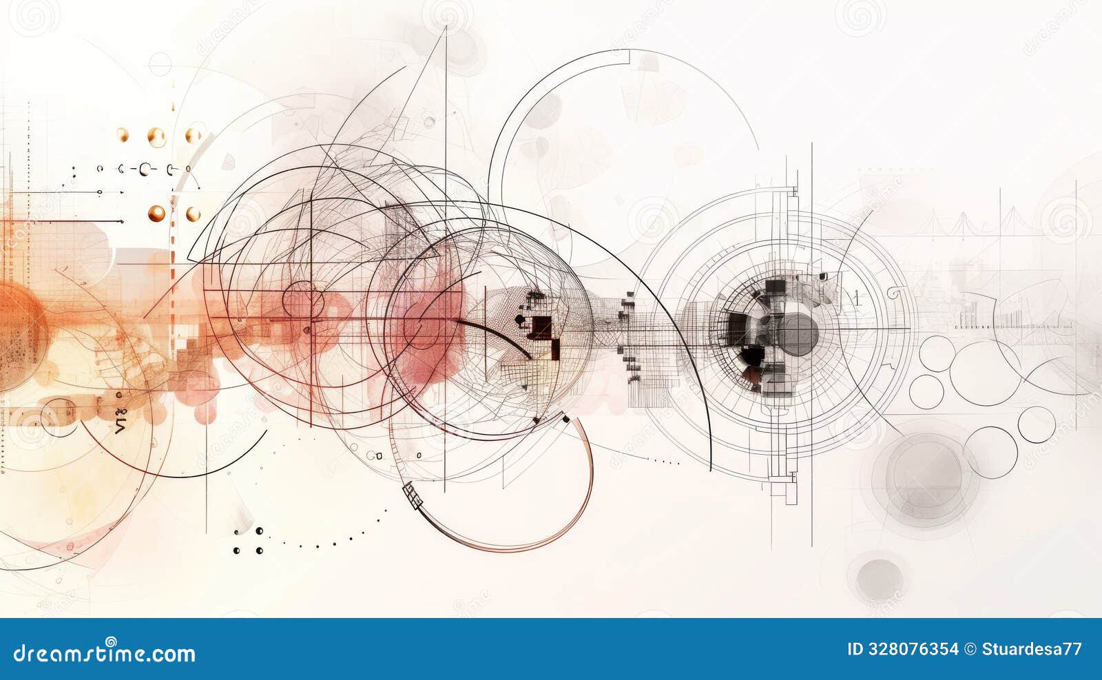Minimalist Technical Diagram with Circles and Lines Stock Photo - Image ...