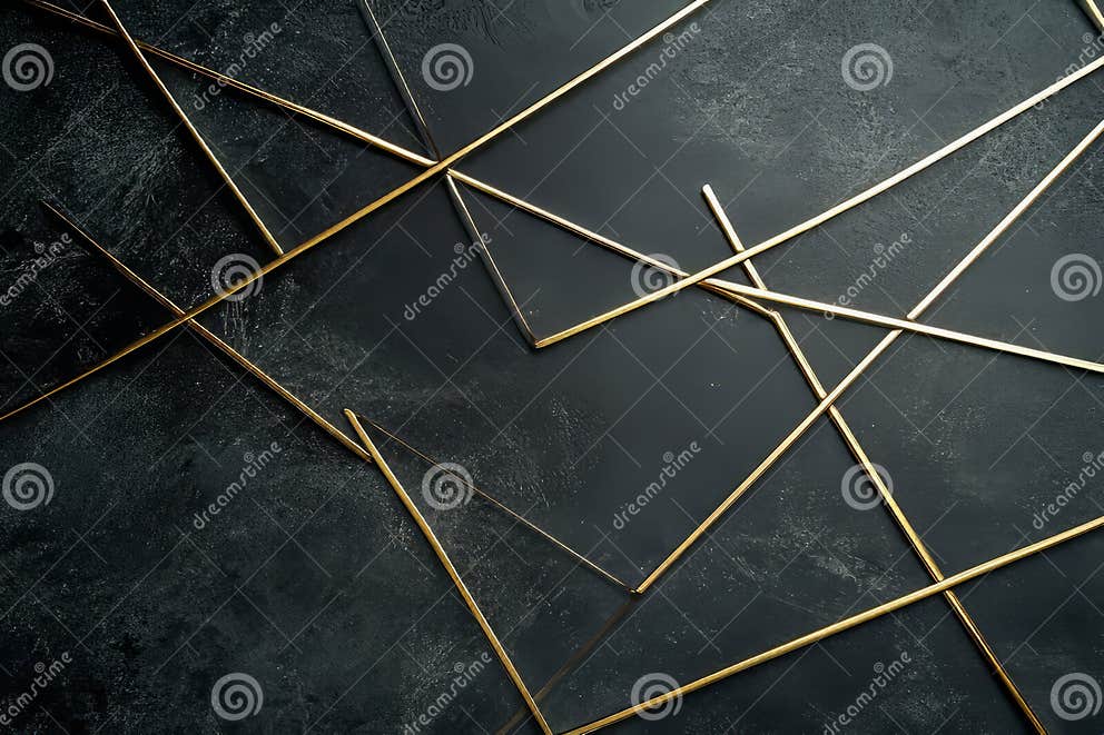 Minimalist Thin Gold Lines, Forming Intersecting Angular Shapes on a ...