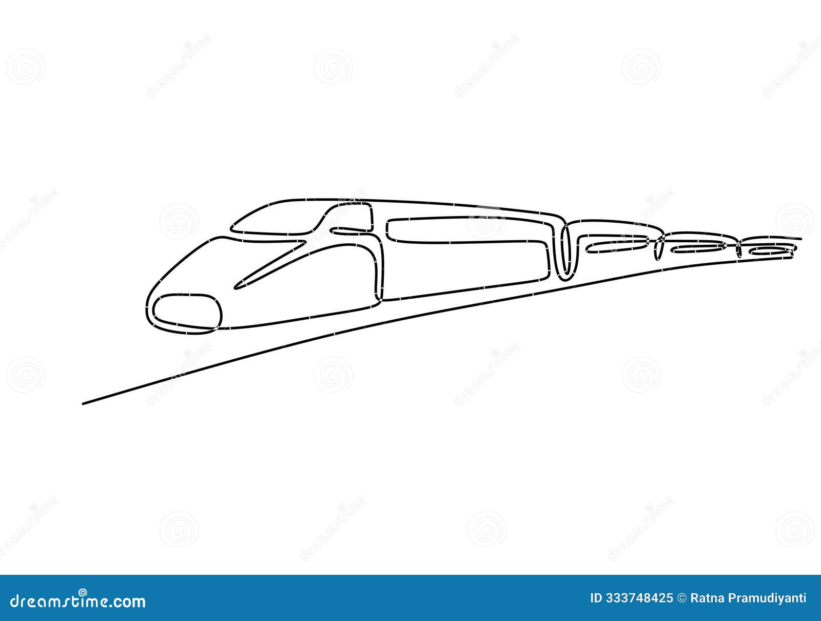 Minimalist Train Line Drawing. Simple Black Line Art of a Train on a ...