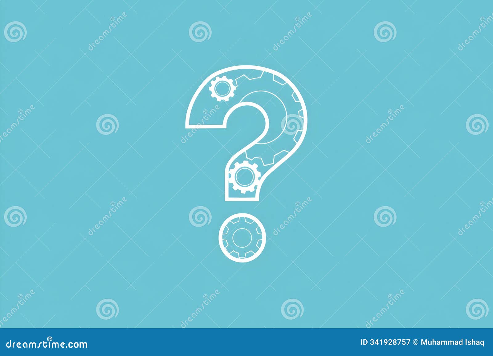 White Question Mark with Gears, Symbolizing Curiosity and Mechanical ...