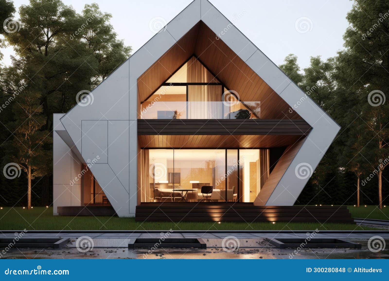 A Minimalist Two-story House with a Basic Geometric Shape Stock Photo ...