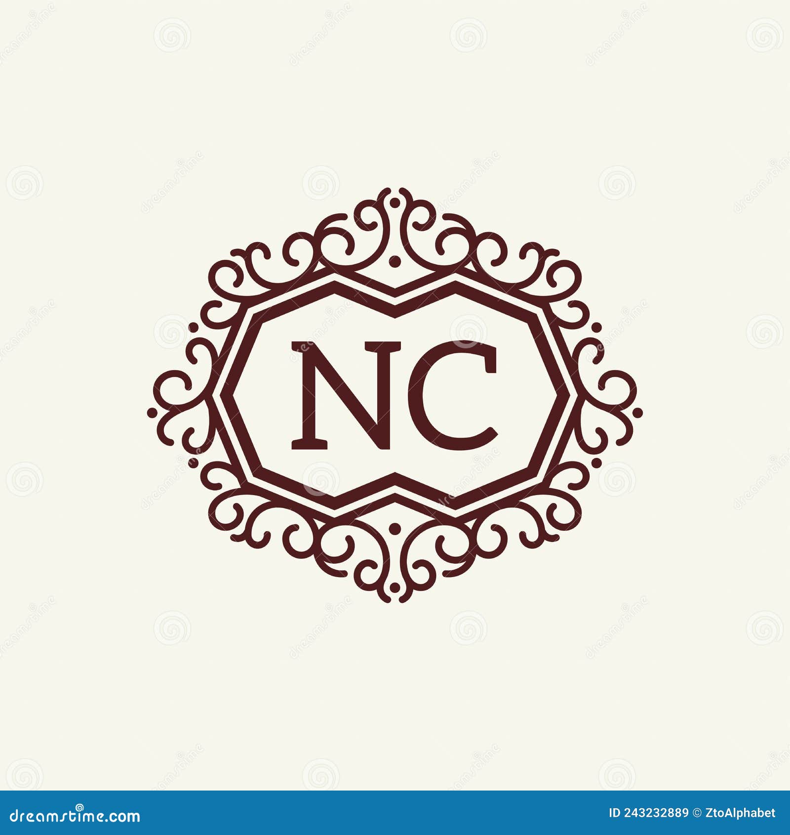 Letter NC Monogram Logo Elegant Typeface Design Stock Vector ...