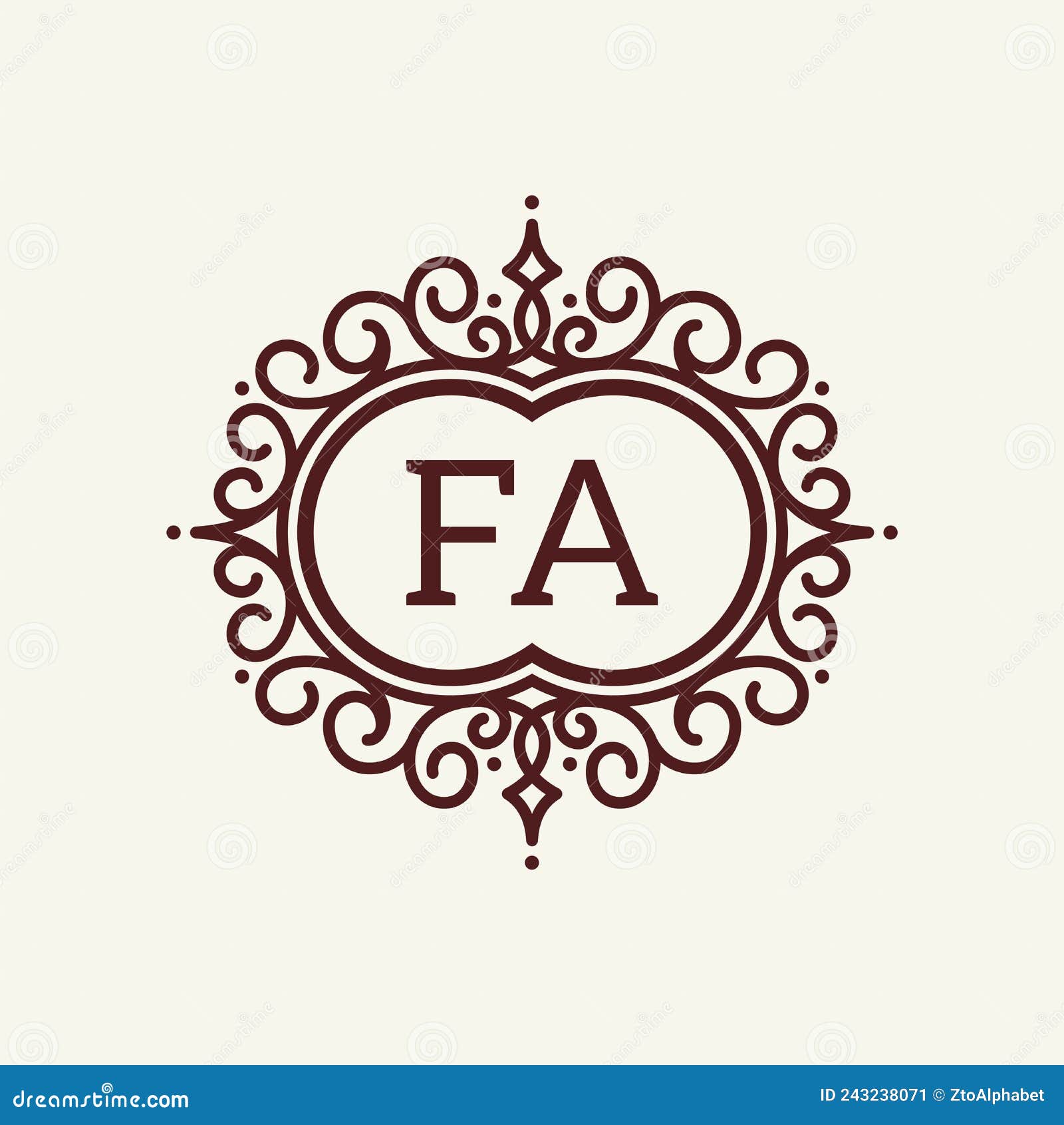 Letter FA Monogram Logo Elegant Typeface Design Stock Vector ...