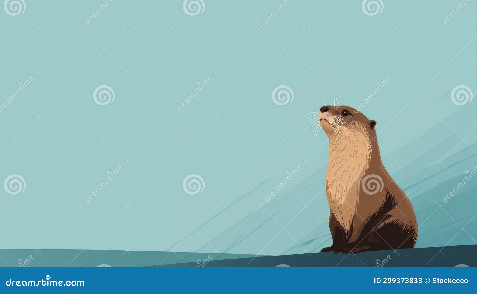 Sea Otter On Blue Background. Vector Illustration Of Adorable Little ...