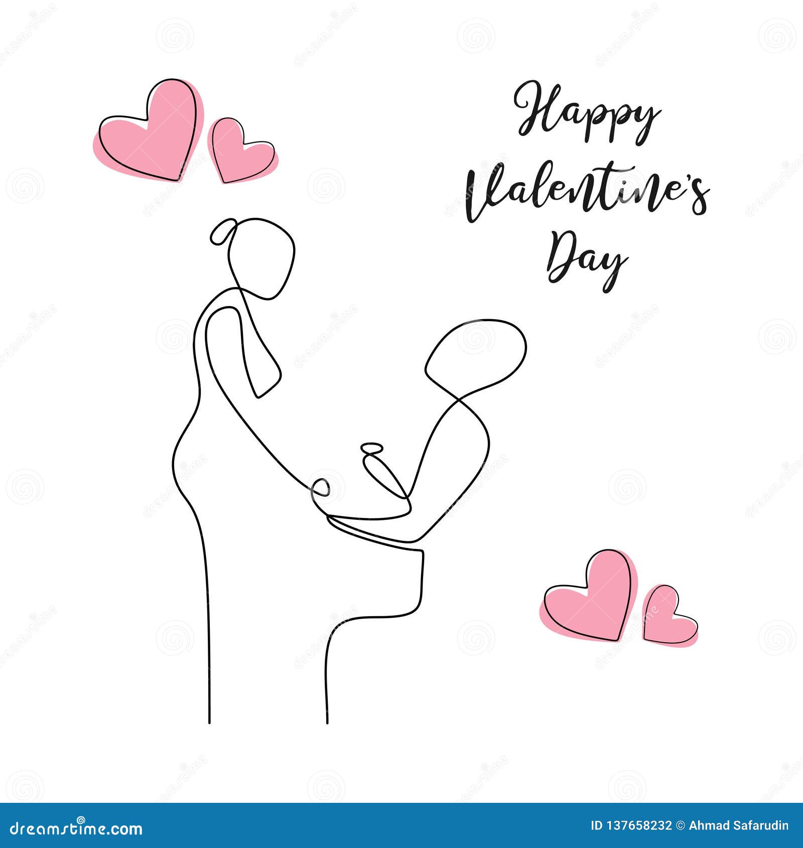 Minimalist Valentine S Day Greeting Design With Continuous Line Art