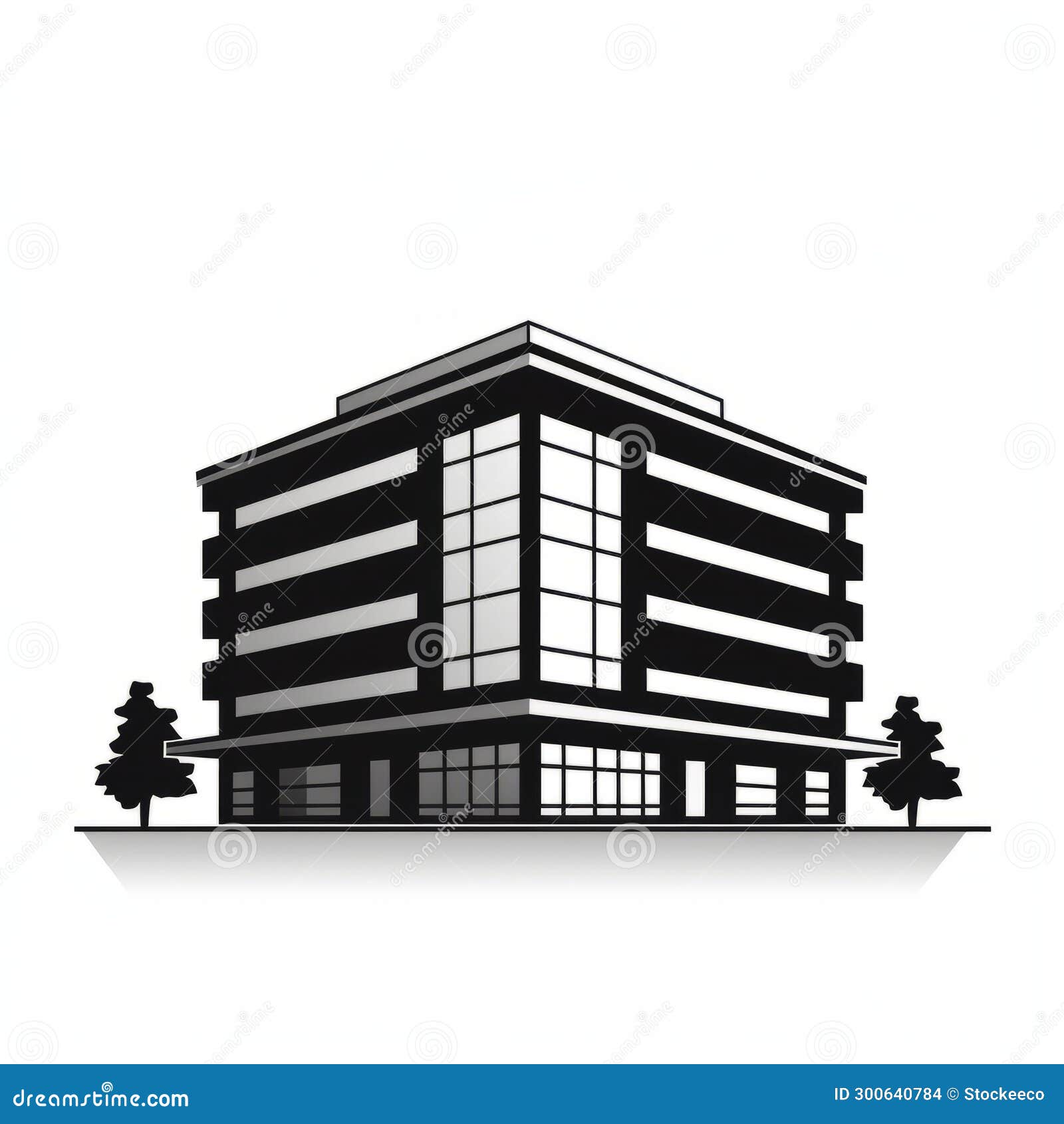 Minimalistic Black and White Vector Illustration of an Office Building ...