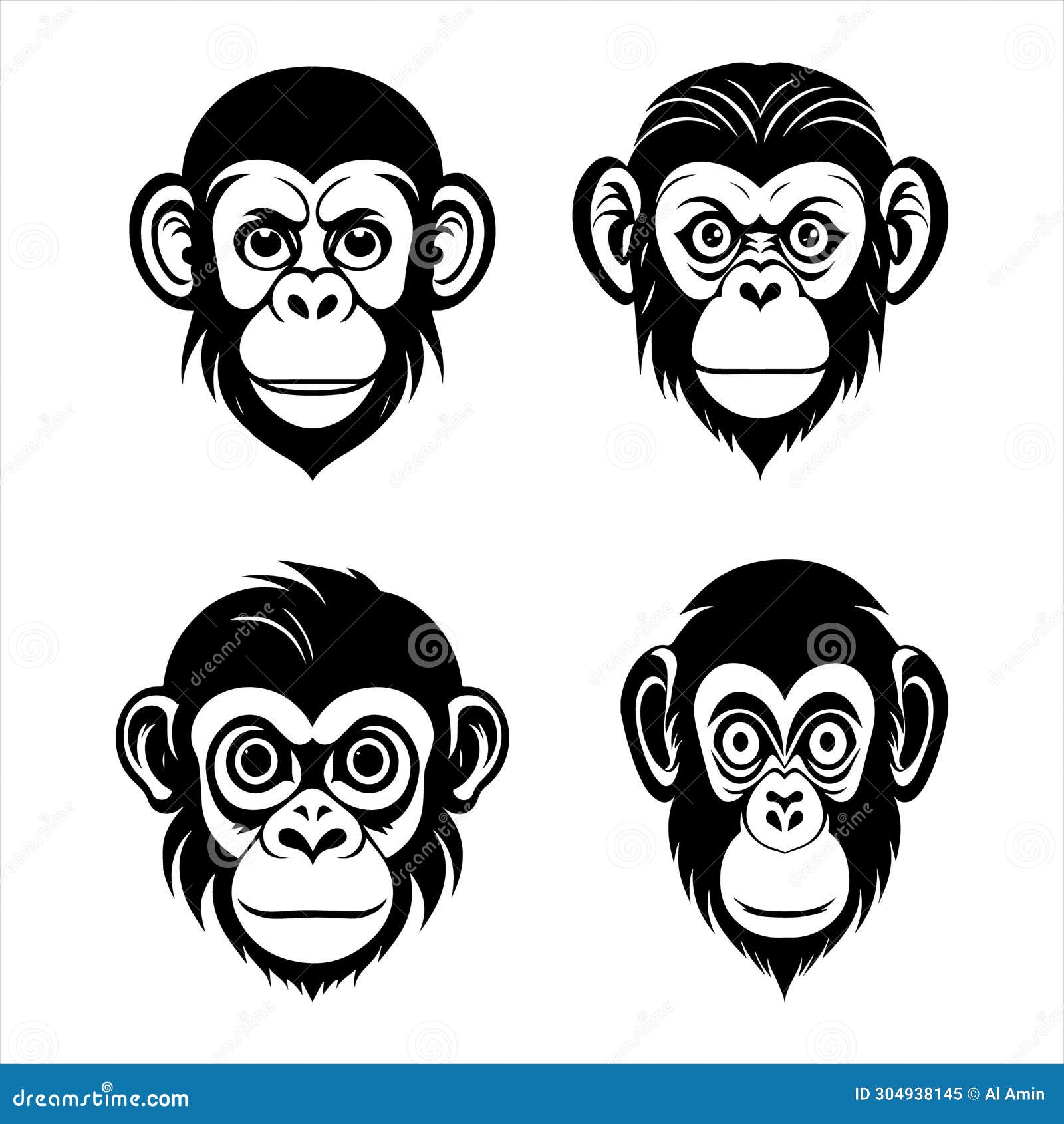 Minimalist Vector Design of a Monkey Icon Stock Vector - Illustration ...