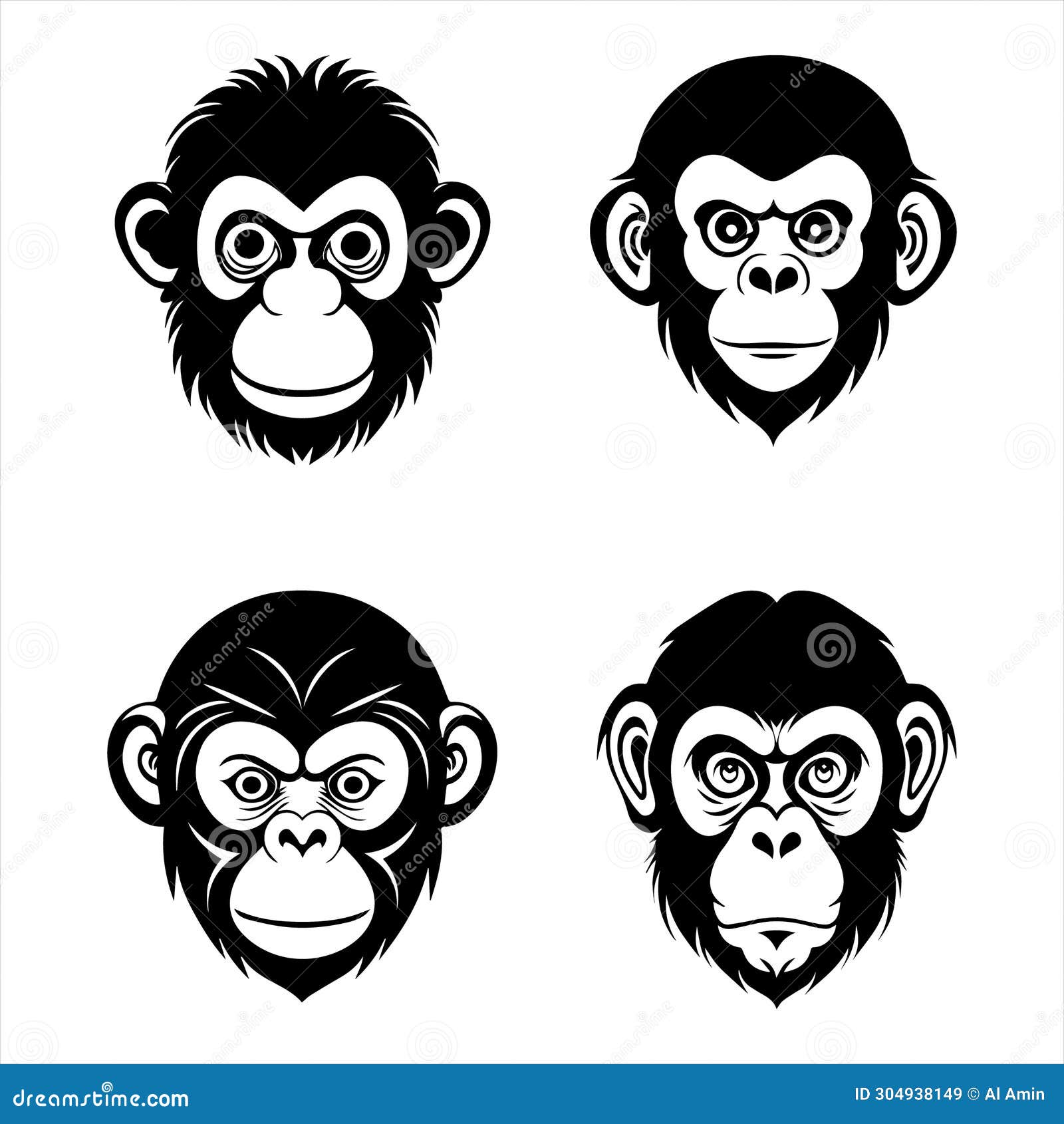 Minimalist Vector Design of a Monkey Icon Stock Illustration ...