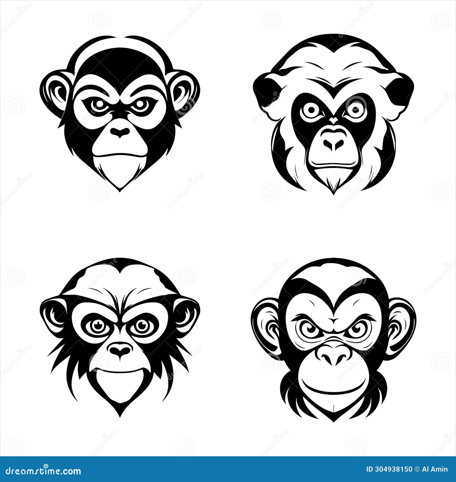 Minimalist Vector Design of a Monkey Icon Stock Illustration ...