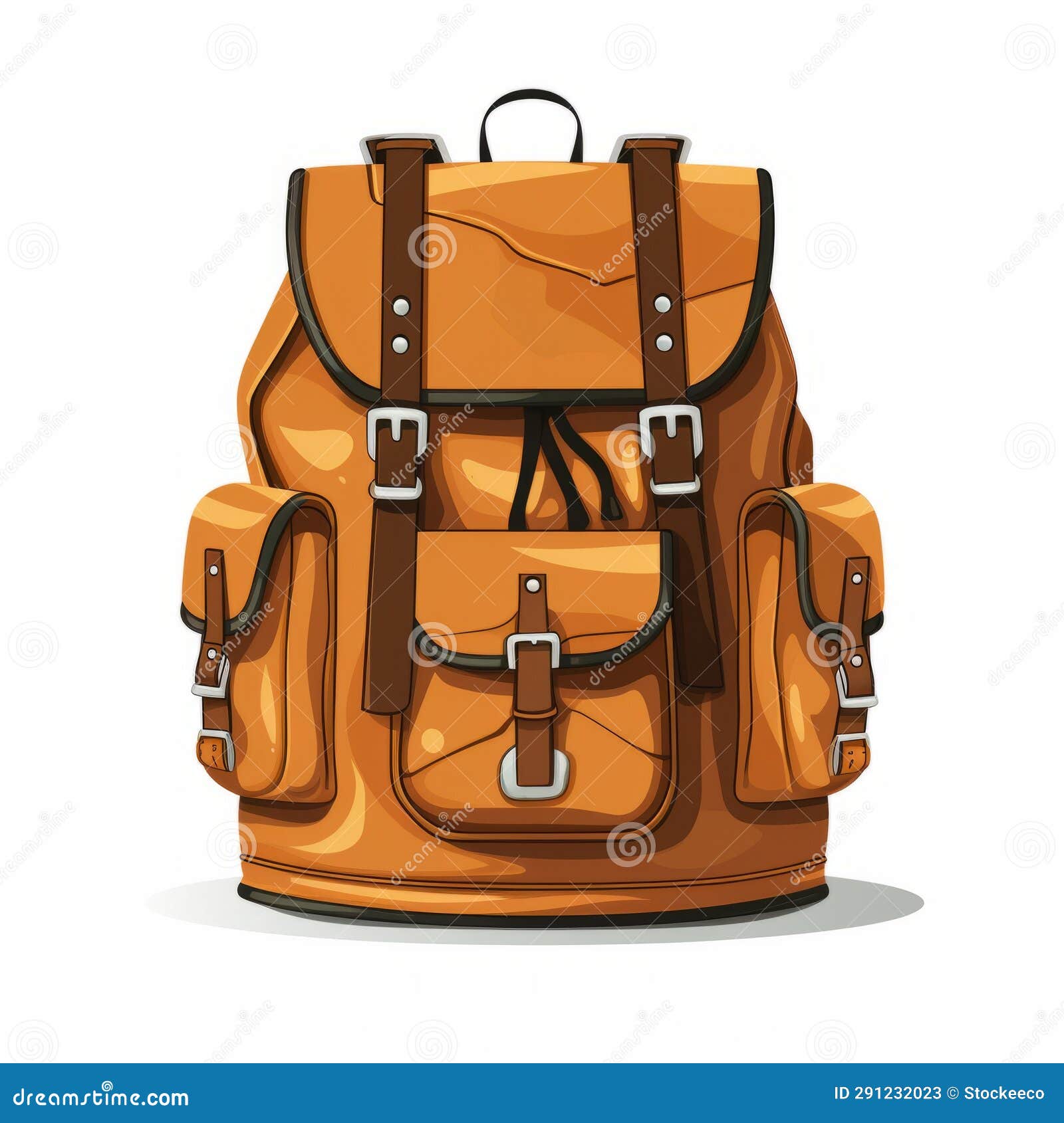 Minimalist Vector Illustration of a Dark Orange and Bronze Backpack ...