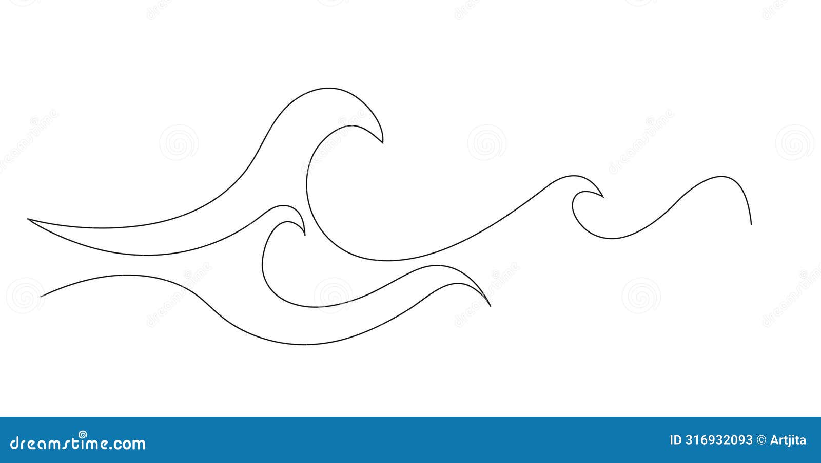 Minimalist Vector Illustration of an Ocean Wave Created with a ...