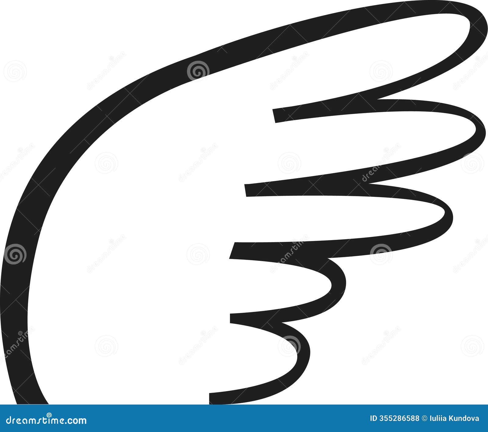 Minimalist Vector Illustration Representing a Simple Black Curved Wing ...