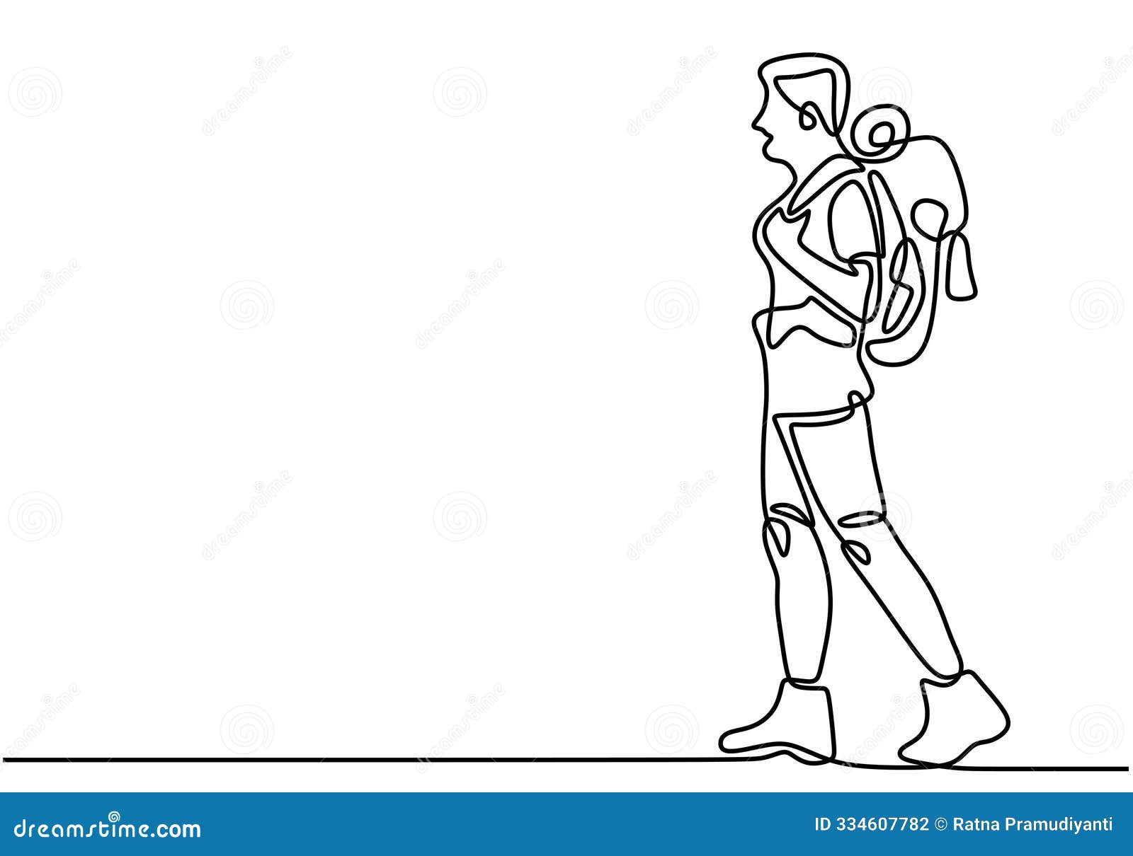 Minimalist Vector Illustration of a Traveler with a Large Backpack in a ...
