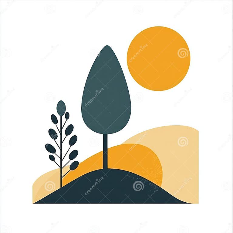 A Minimalist Vector of a Tree with Flat Solid Color Stock Illustration ...