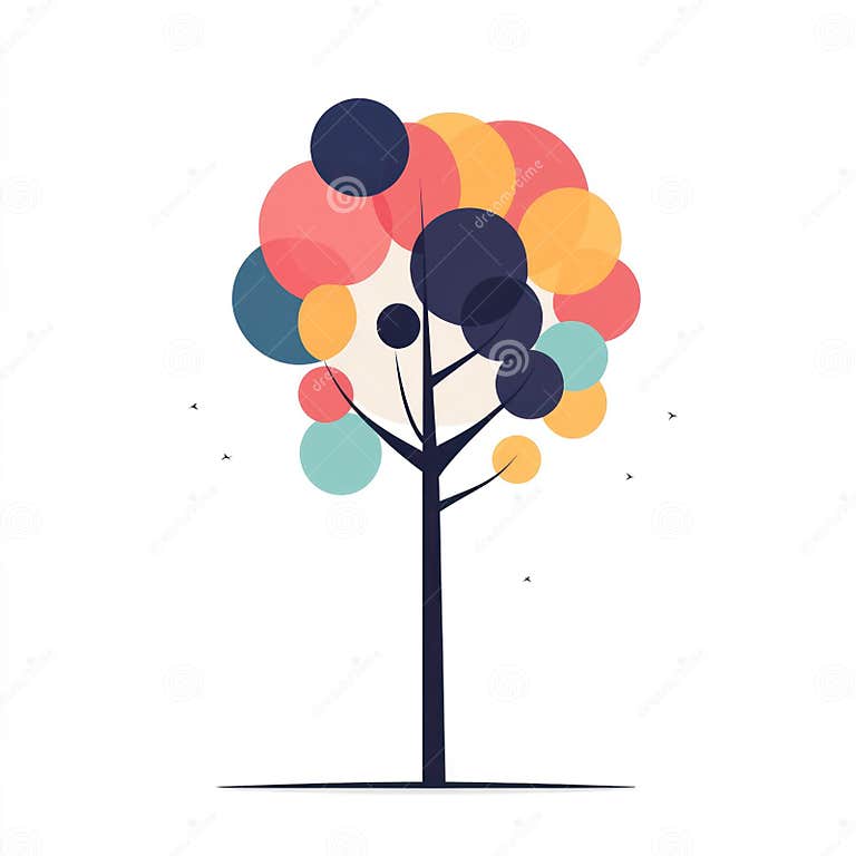 A Minimalist Vector of a Tree with Flat Solid Color Stock Illustration ...