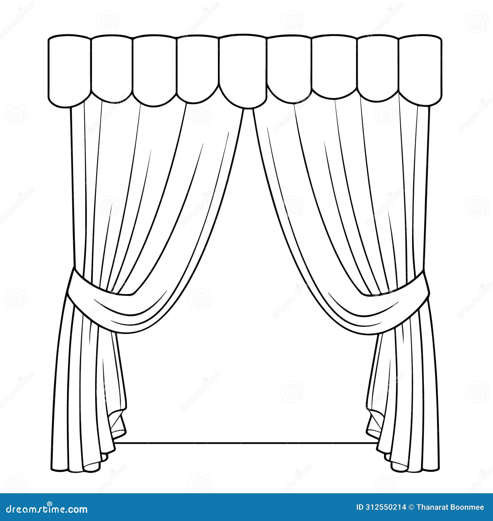 Minimalist Vector Outline of a Curtain Icon for Versatile Use Stock ...