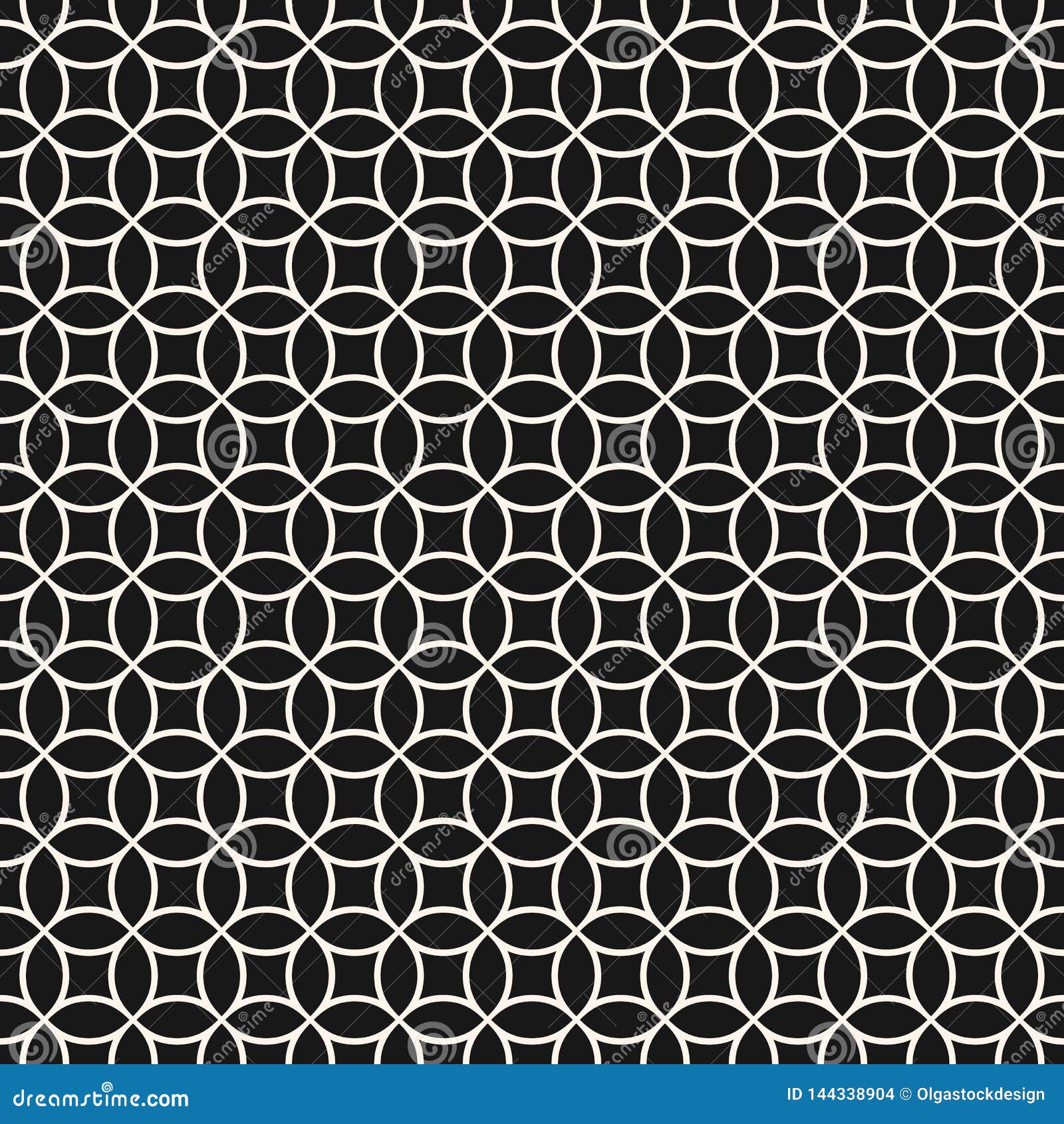 Minimalist Vector Seamless Pattern With Circular Mesh Grid Net Lattice Stock Vector