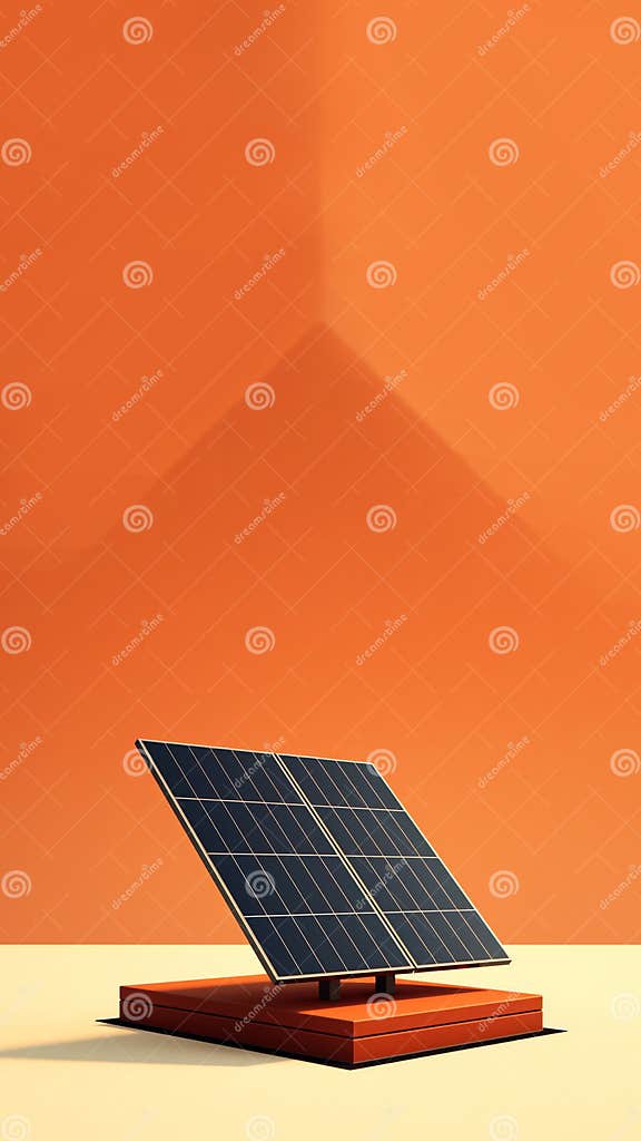 Minimalist Vertical Image of a Solar Panel on a Brown Background. Clean ...
