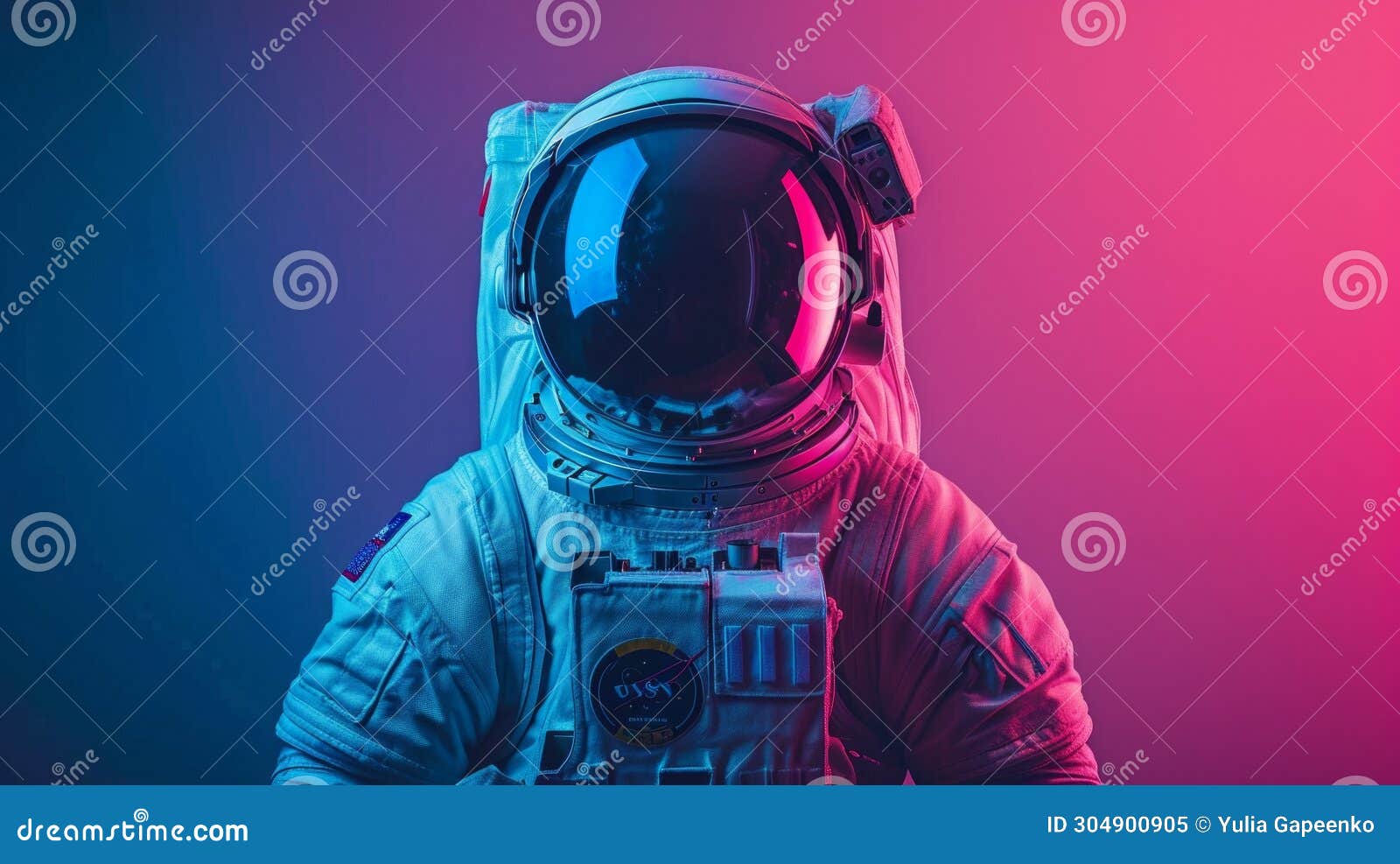 Minimalist Advertising Background with Astronaut in Front of Multicolor ...