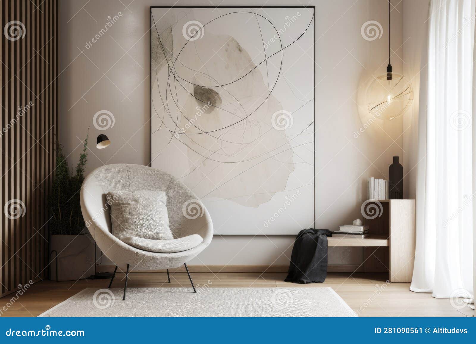 A Minimalist Wall with Simple Artwork and Subtle Lighting Stock ...