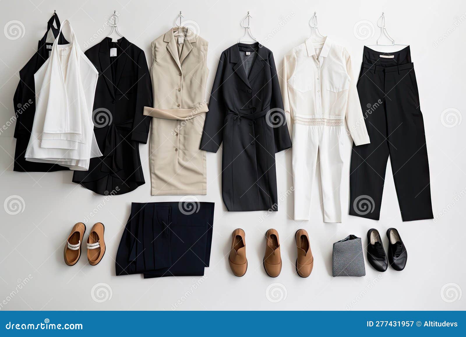 Minimalist Wardrobe with Mix of Basics and Statement Pieces Stock ...