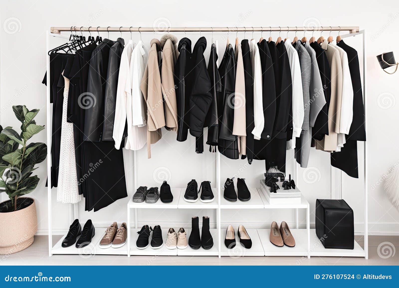 Minimalist Wardrobe with Mix of Simple and Statement Pieces Stock Photo ...