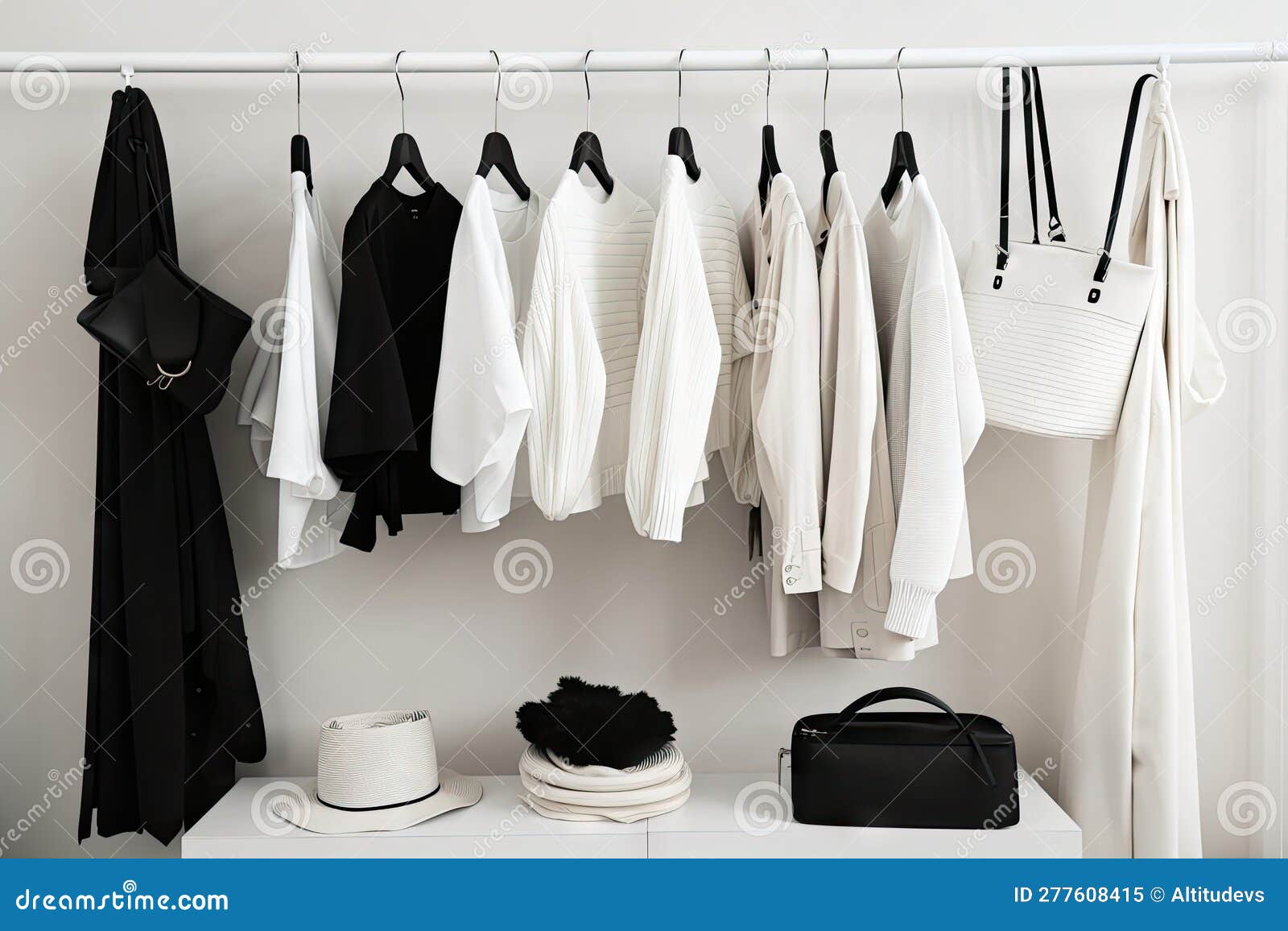 Minimalist Wardrobe with Monochromatic Color Scheme and Versatile ...