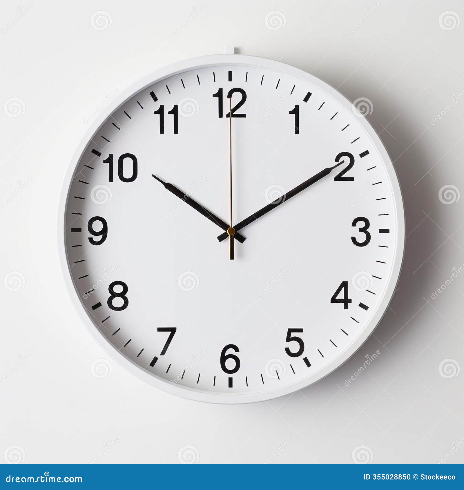 Minimalist White Analog Clock on a Plain Background Stock Illustration ...