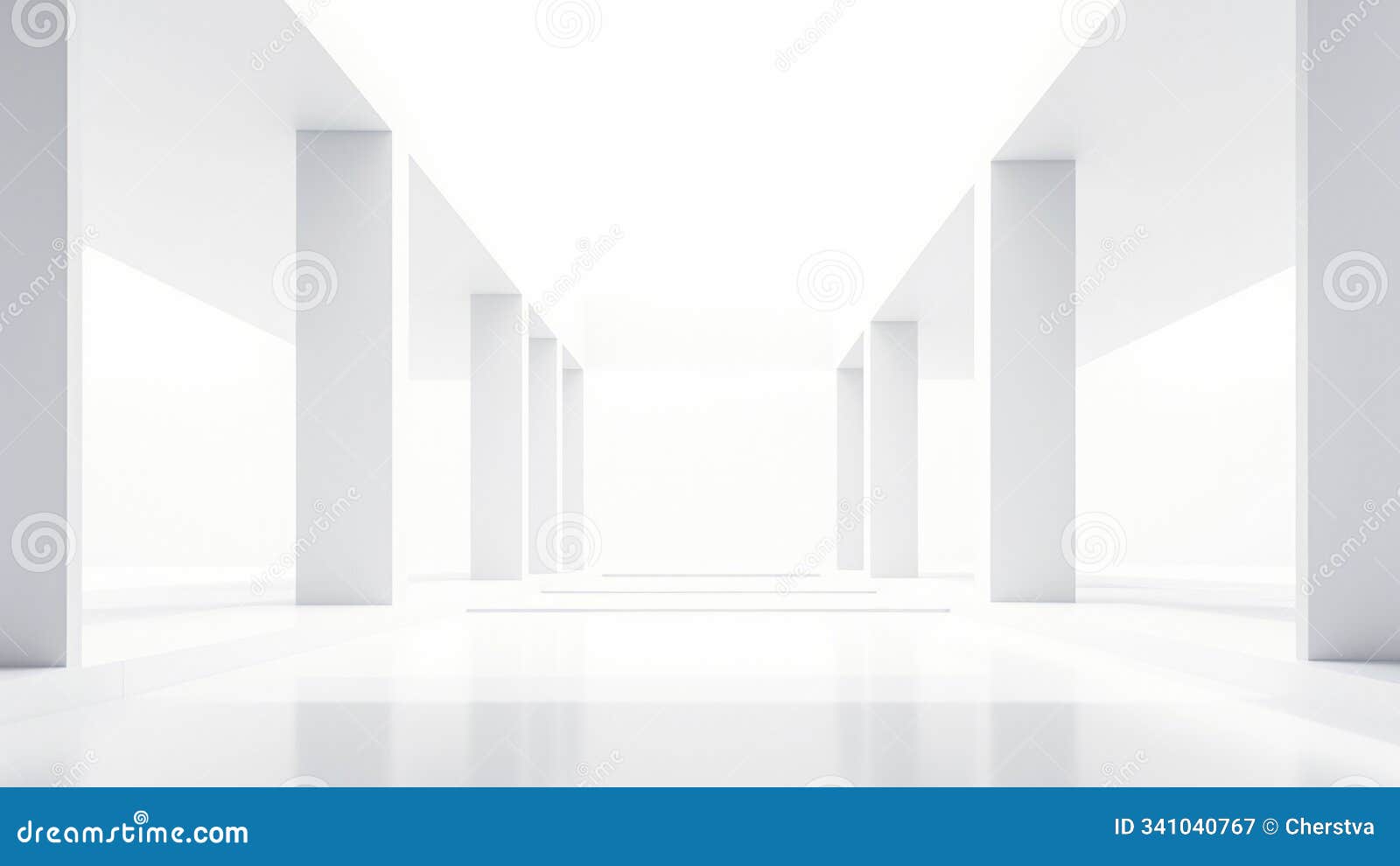 Minimalist White Architectural Interior with Columns and Bright ...