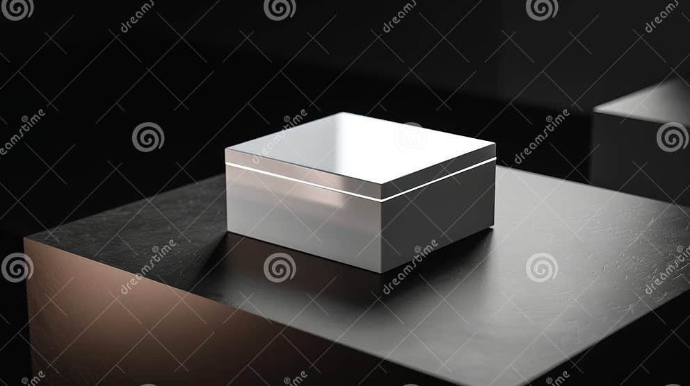 Minimalist White Box on Dark Surface Stock Illustration - Illustration ...