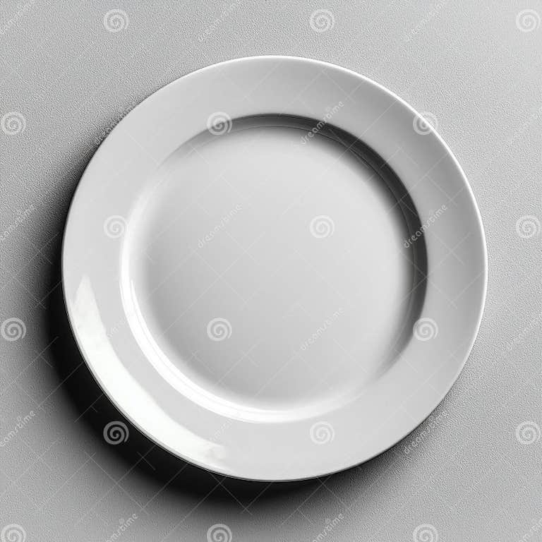 Minimalist White Ceramic Plate with Smooth Surface and Blank Center ...