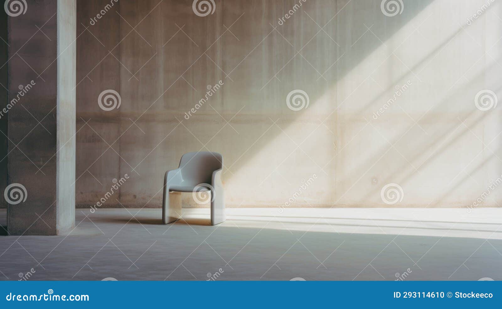 Minimalist White Chair In Brutalist Environment Stock Photo ... Minimalist White Chair In Brutalist Environment Stock Photo ...