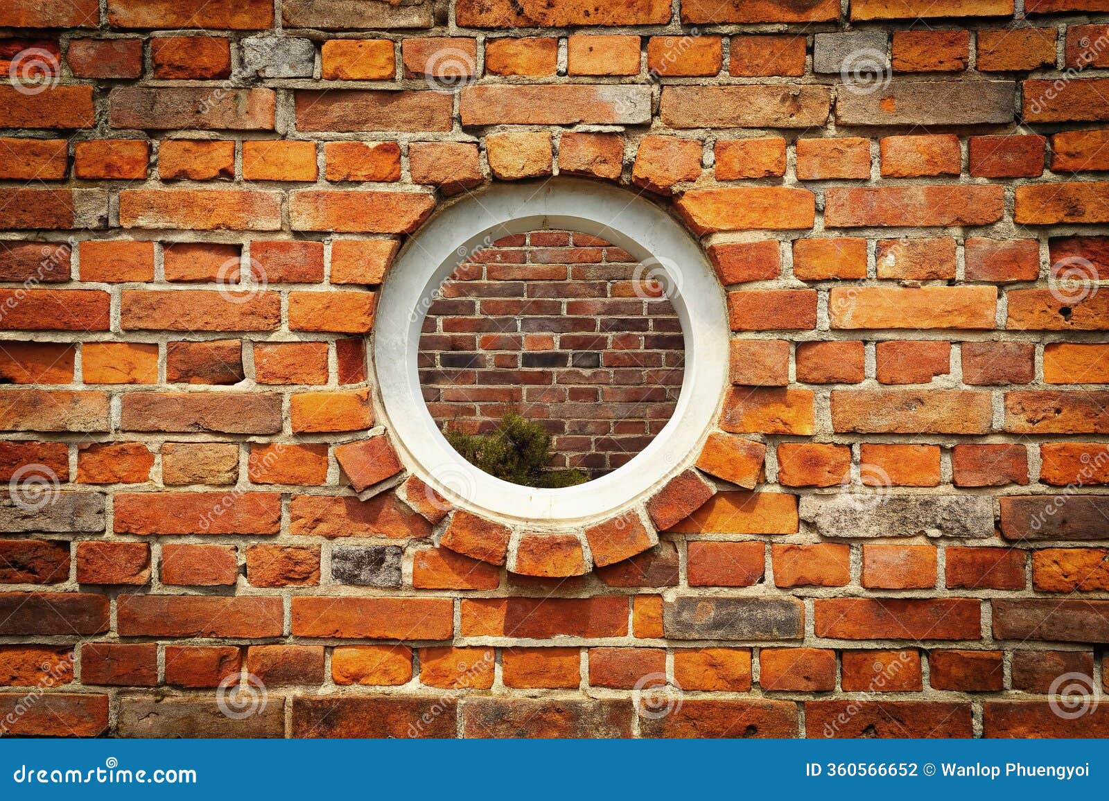 Minimalist White Circle Hole in Aged Brick Wall Abstract Texture ...