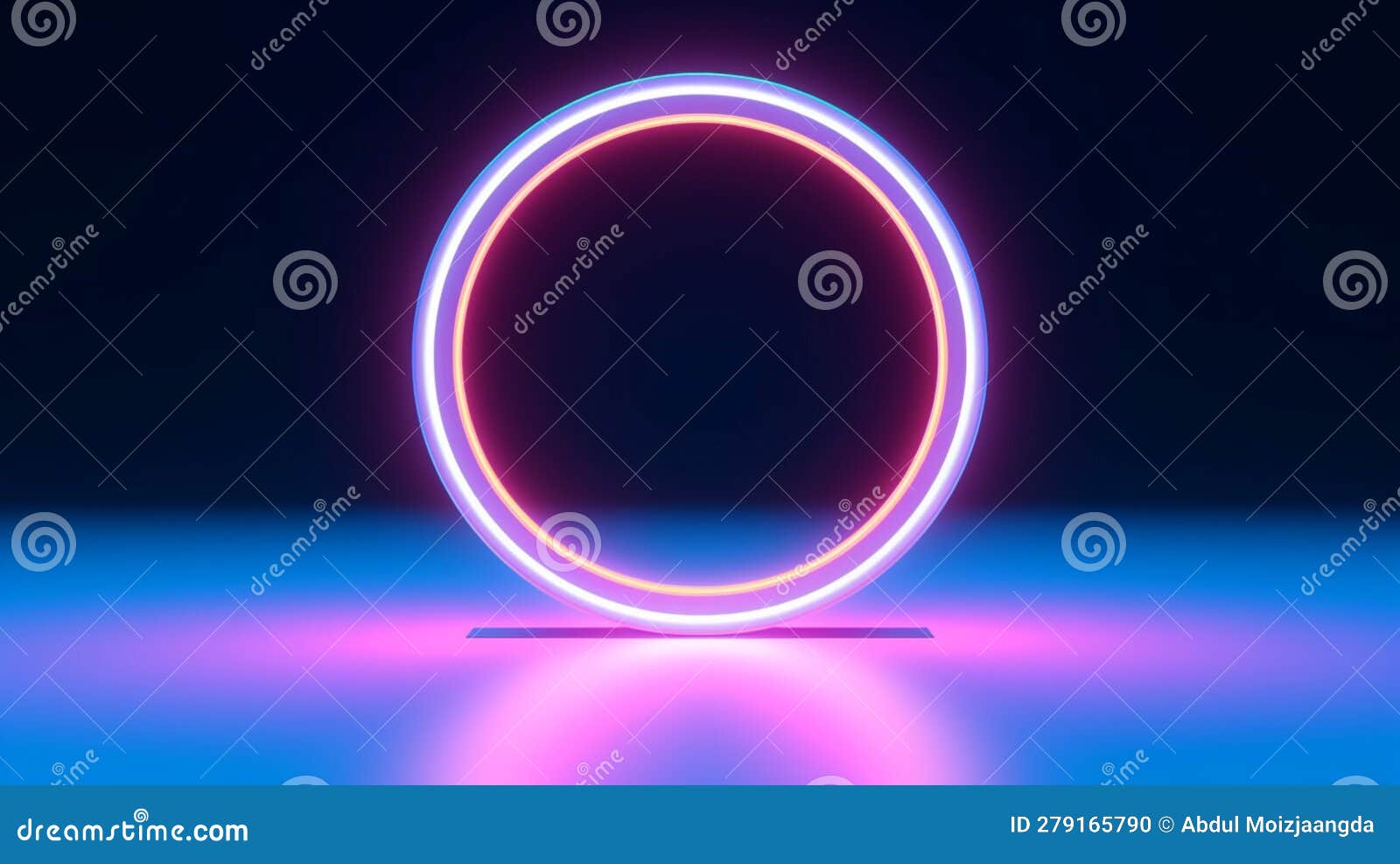 Minimalist White Circle Neon Light on Bright Backdrop Stock ...