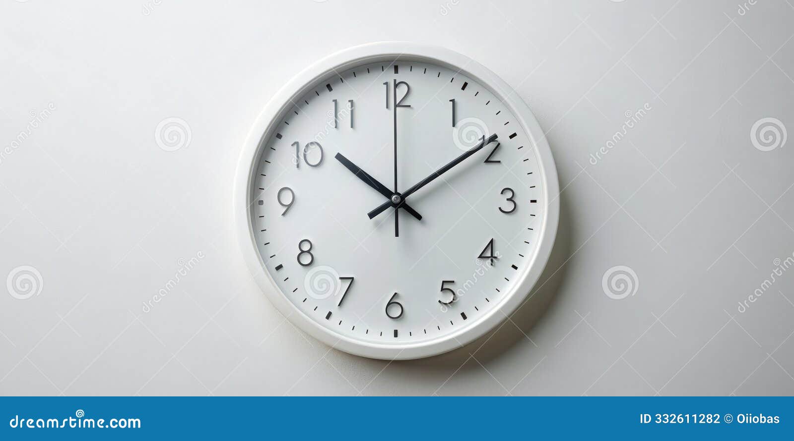Minimalist White Clock on a White Wall a Simple Timepiece with Black ...