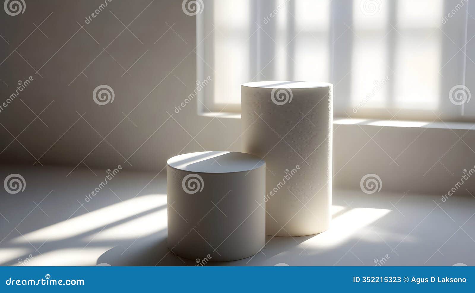 Minimalist White Cylinders 3D Render Sunlight Background Stock ...
