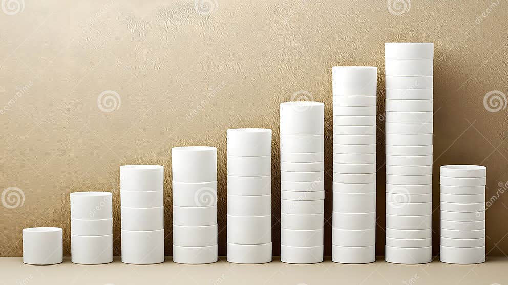 Minimalist White Cylindrical Stacks on a Beige Backdrop Stock ...
