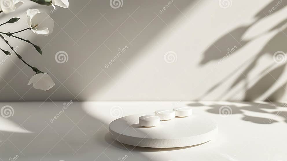 Minimalist White Decorative Object on a Light Surface with Casting ...