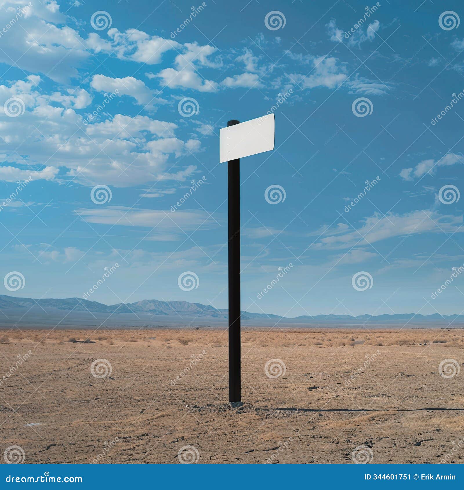 Minimalist White Directional Signs on a Black Pole in a Serene Desert ...