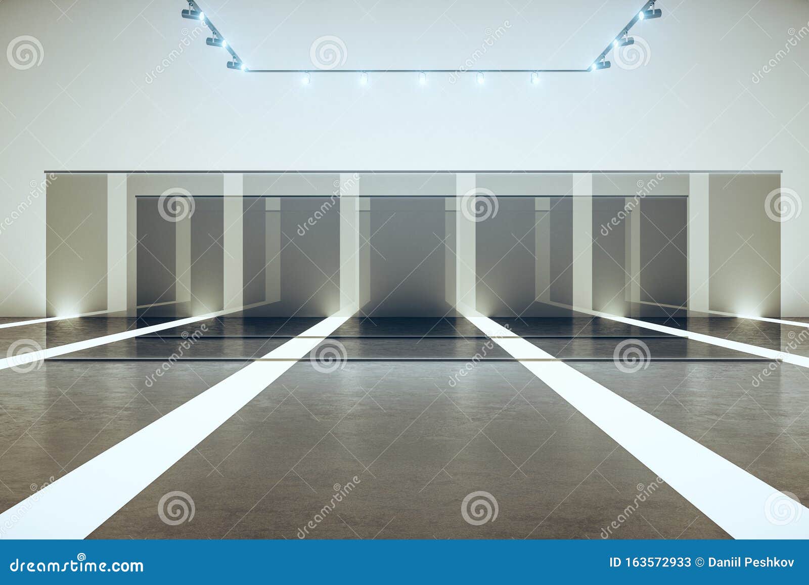 Minimalist White Futuristic Gallery Stock Illustration - Illustration ...