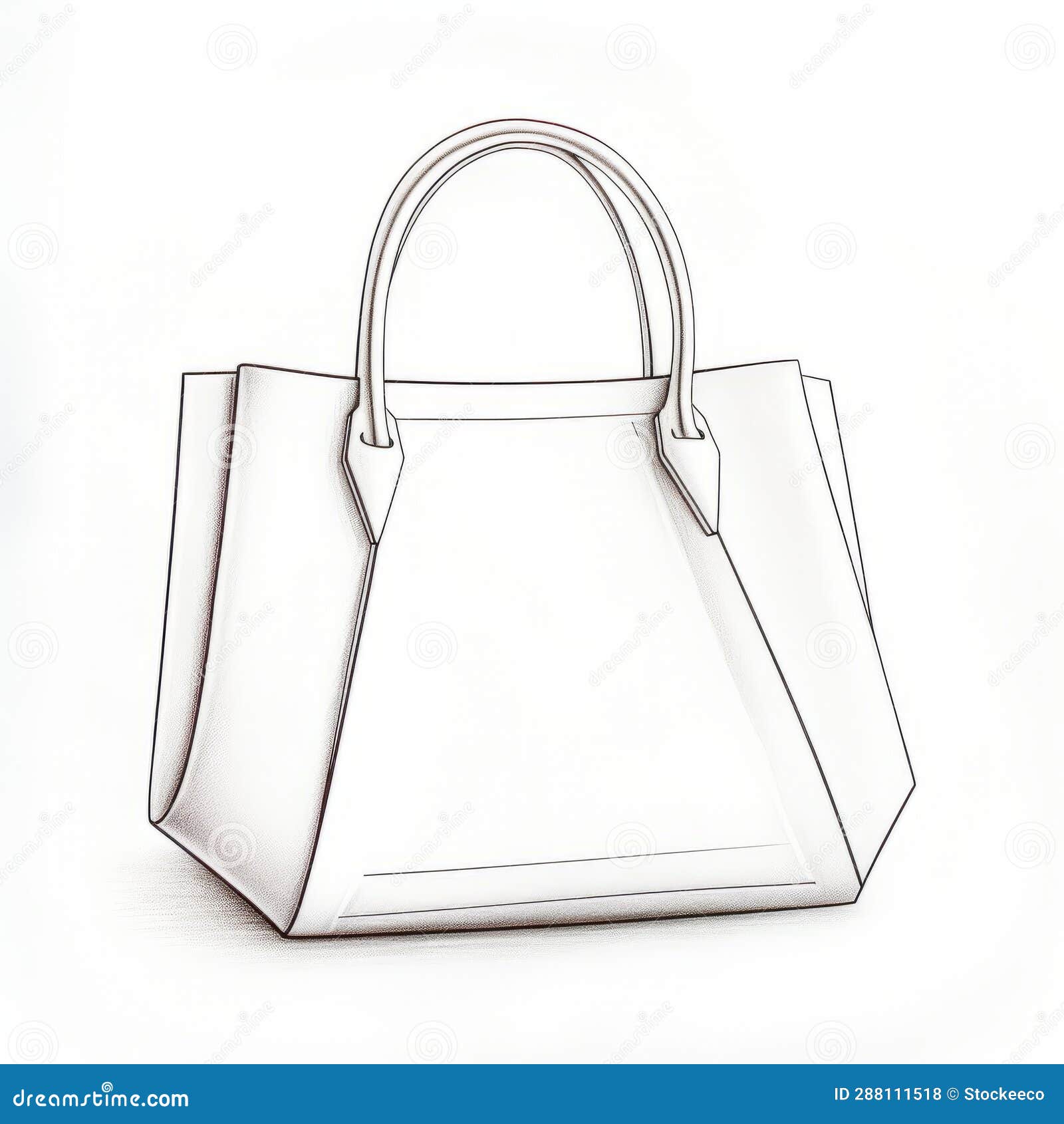 Minimalist White Handbag Drawing with Volumetric Lighting and Symmetry ...