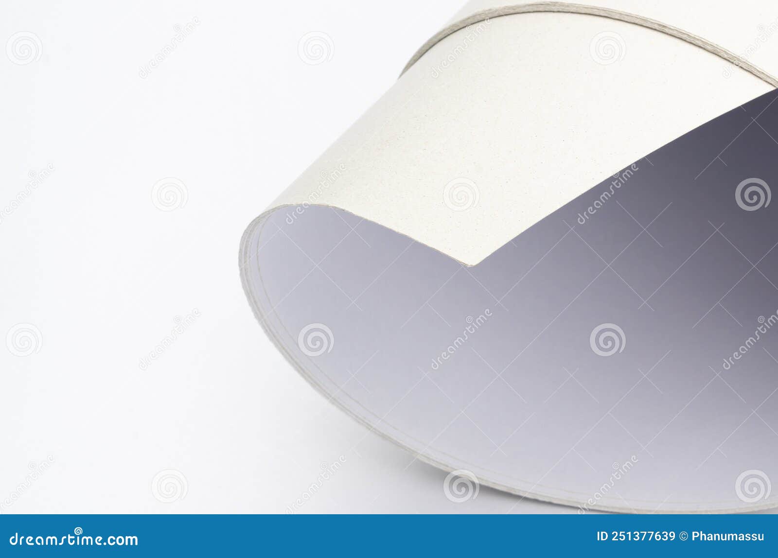 Minimalist White Paper Curved on White Background Stock Image - Image ...