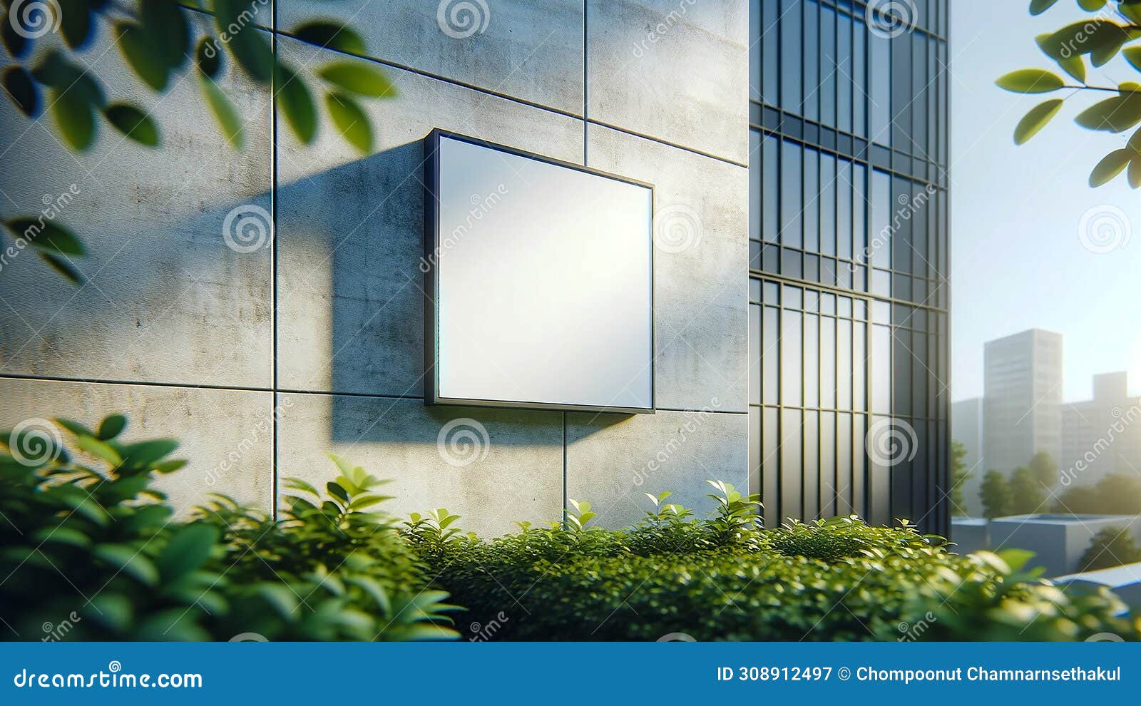 Minimalist White Rectangular Sign with a Blank Area for a Logo, Set ...