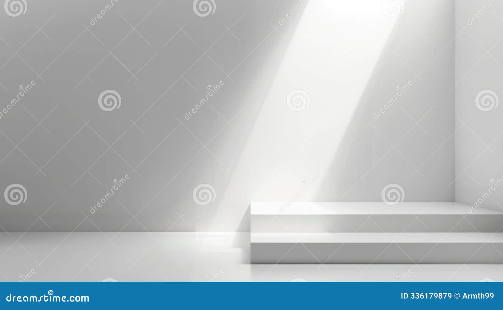 Minimalist White Room with Light Beam Qith a Blank Podium. Concept of ...