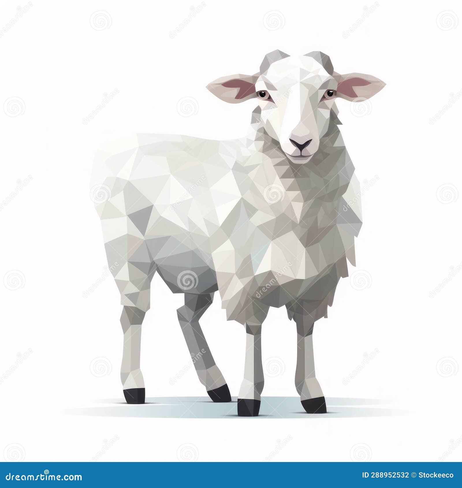 Minimalist White Sheep Image with Multifaceted Geometry Stock ...