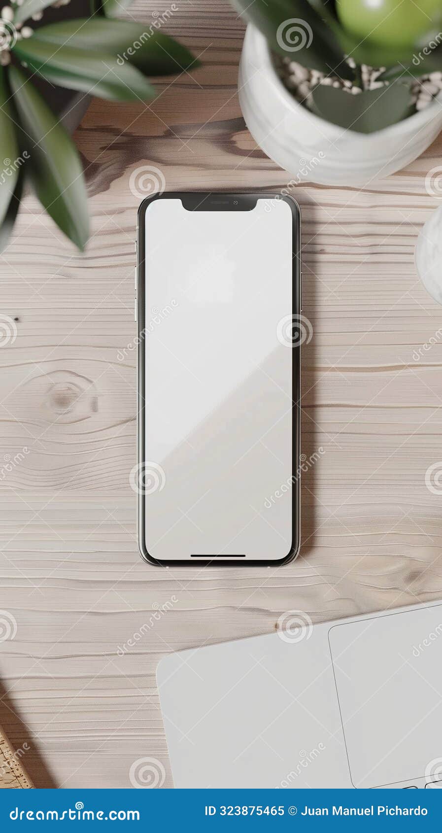 Minimalist Model of White Smartphone on Desk Stock Image - Image of ...