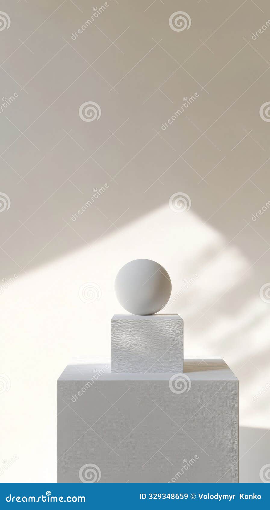 Minimalist White Sphere on Geometric Shapes with Soft Shadow Stock ...