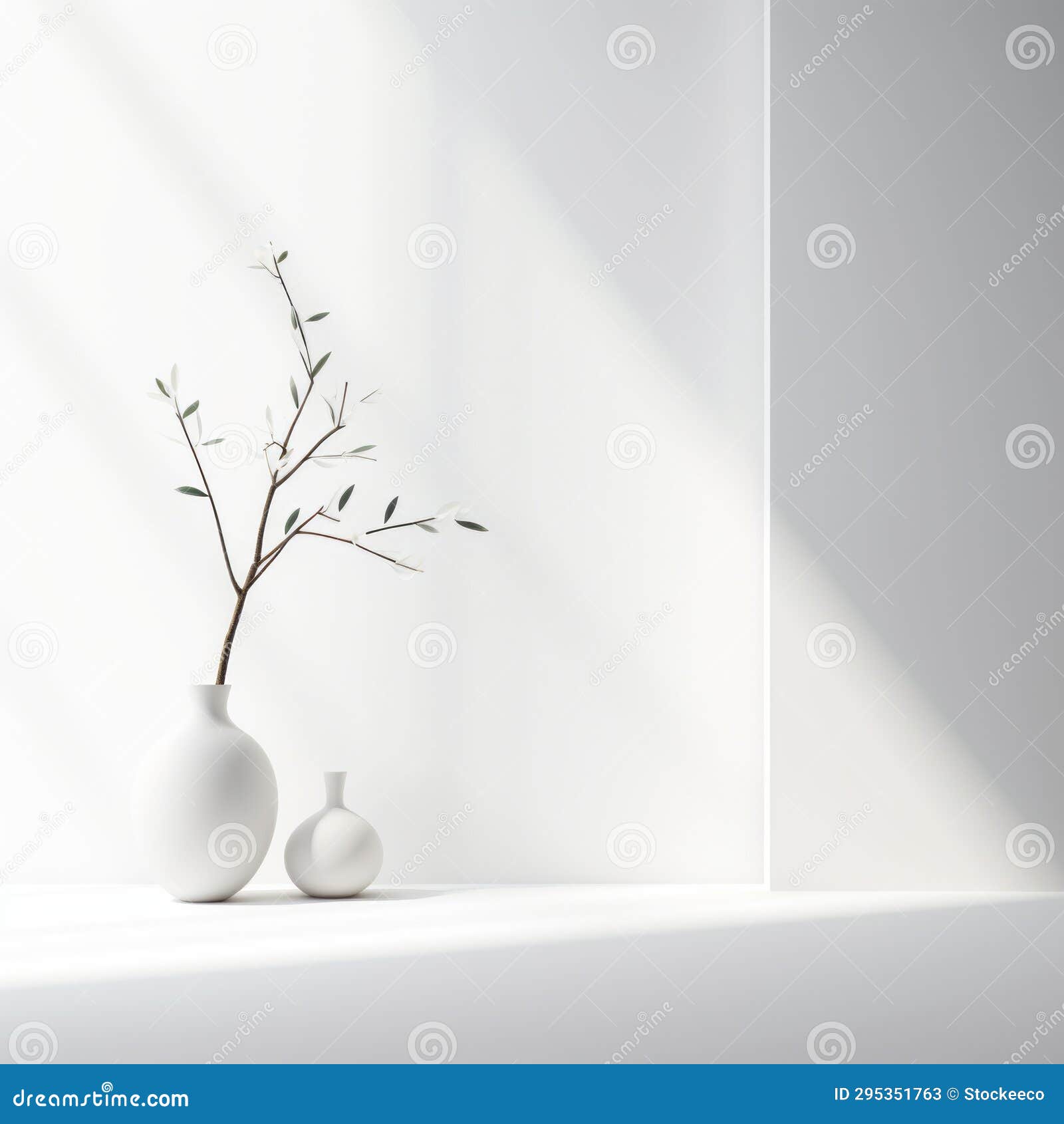 Minimalist White Vase with Branch in Window - 3d Rendering Stock ...